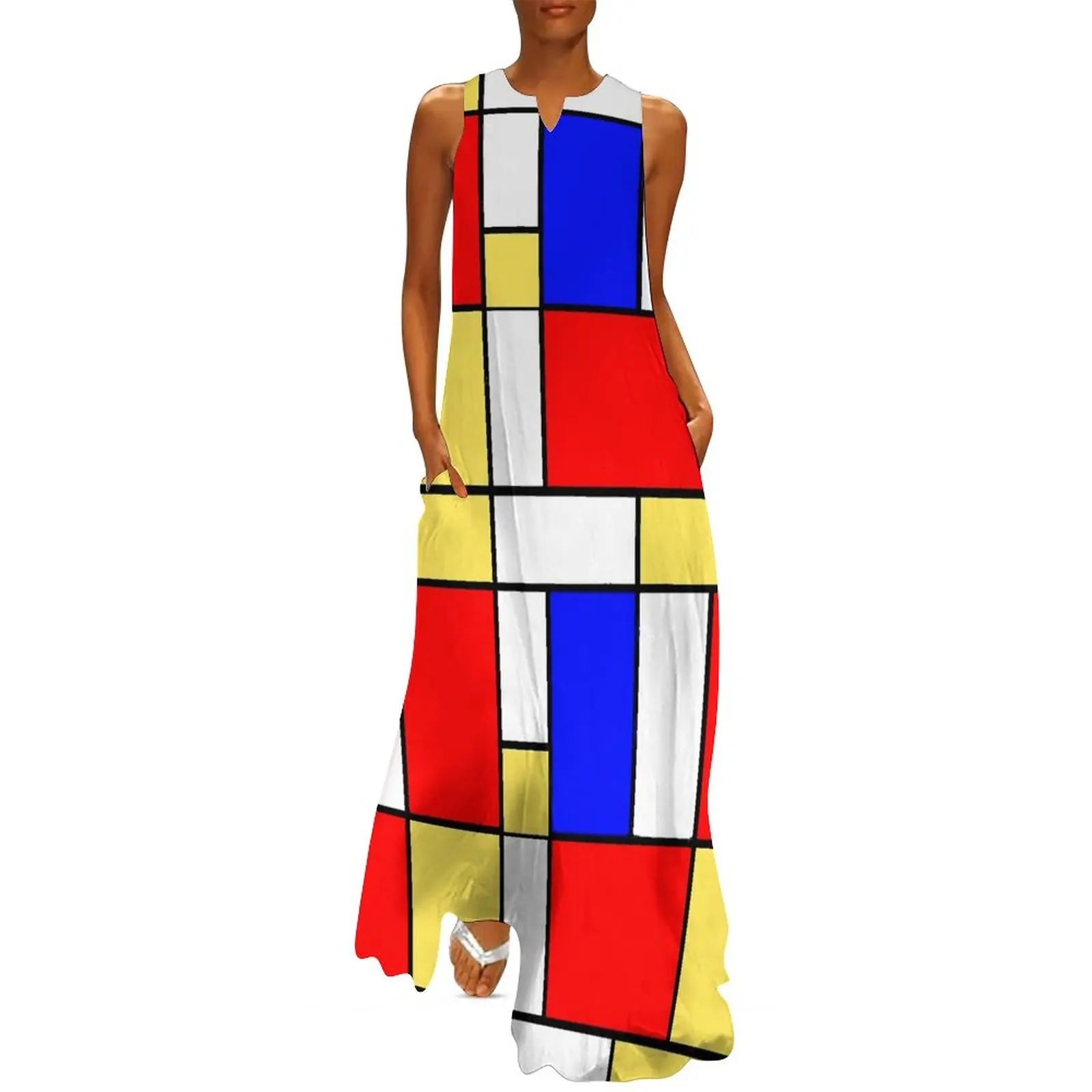De-Stijl-Dress-Summer-Mod-60s-Mondrian-Style-Street-Fashion-Casual-Long ...