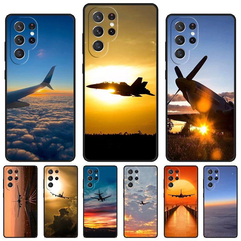 Airplane-Sunrise-aircraft-phone-case-For-Samsung-Galaxy-S24-S23-S22 ...