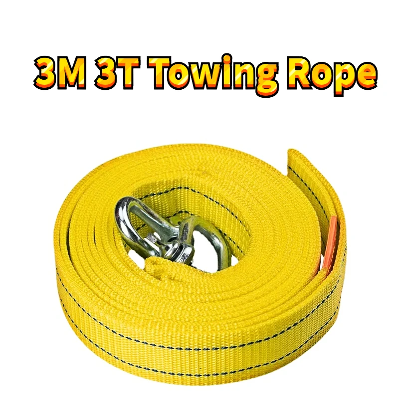 3M-Heavy-Duty-3-Ton-Car-Tow-Cable-Towing-Pull-Rope-Strap-Hooks-Van-Road ...