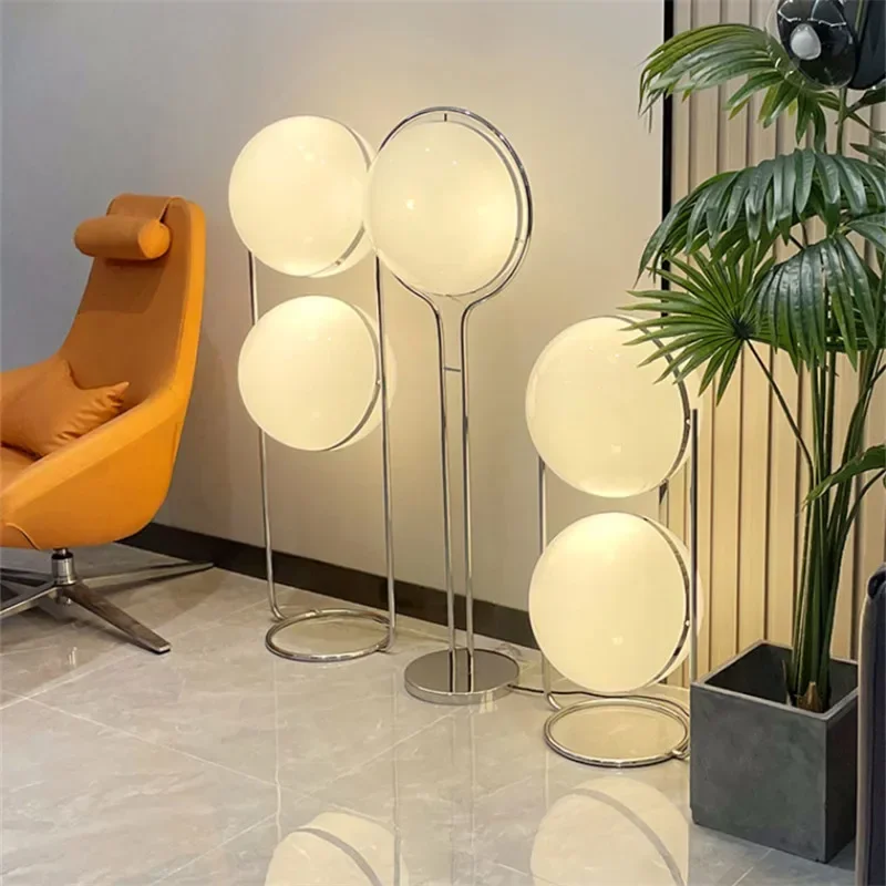 Garrault-Delord-Floor-Lamp-Chrome-Metal-White-Acrylic-Ball-Floor-Light ...