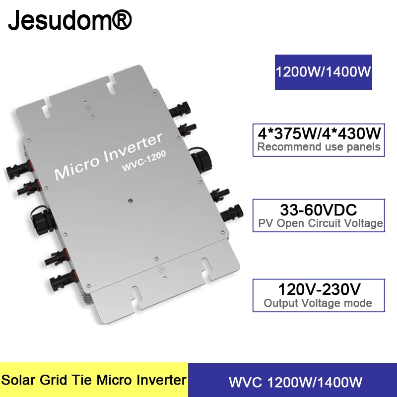 Wvc1200w 1400w Micro Solar Grid Tie Inverter Input Dc22v-60v To ...