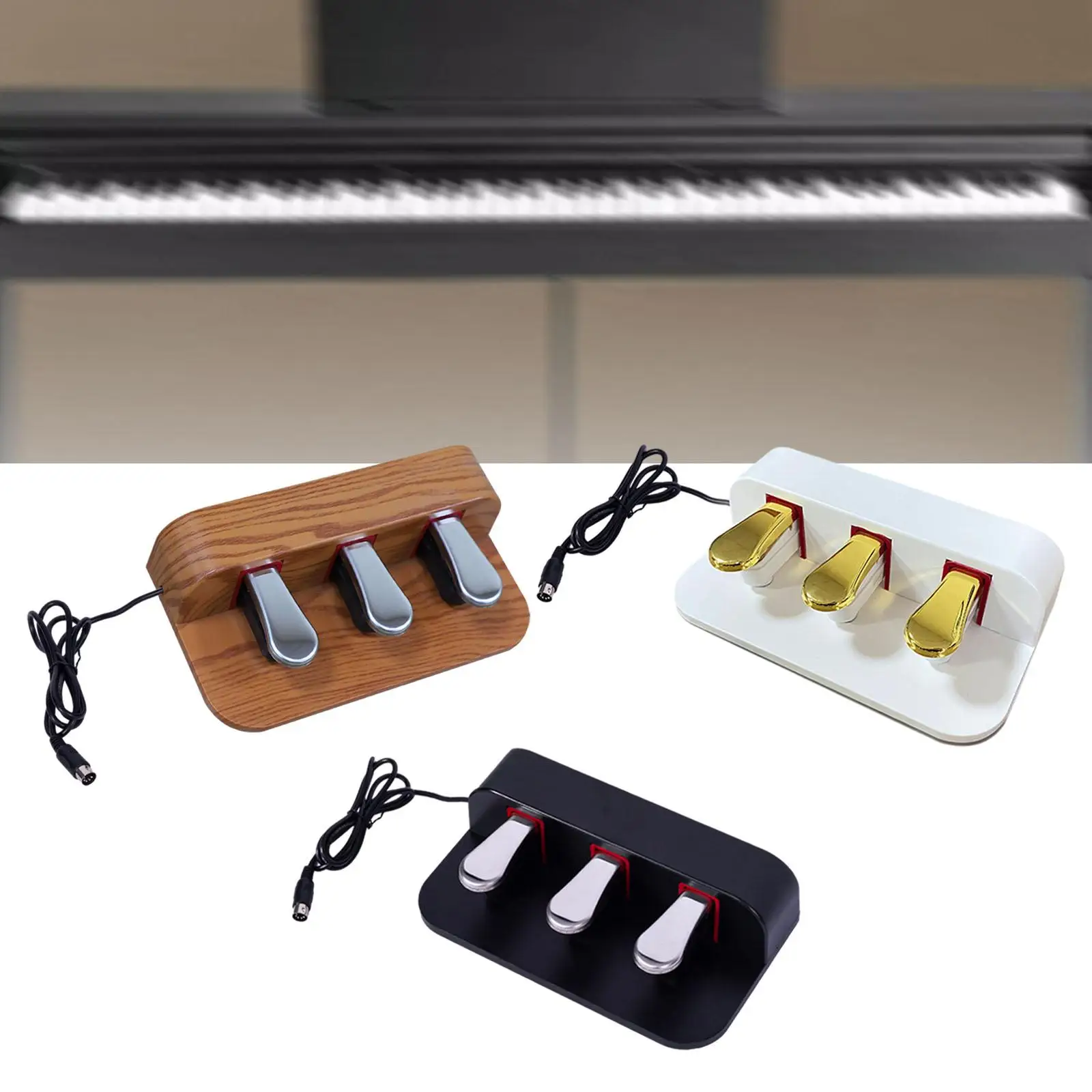 Triple-Pedal-Sustain-Damper-Pedal-Portable-Functional-Electric-Piano ...