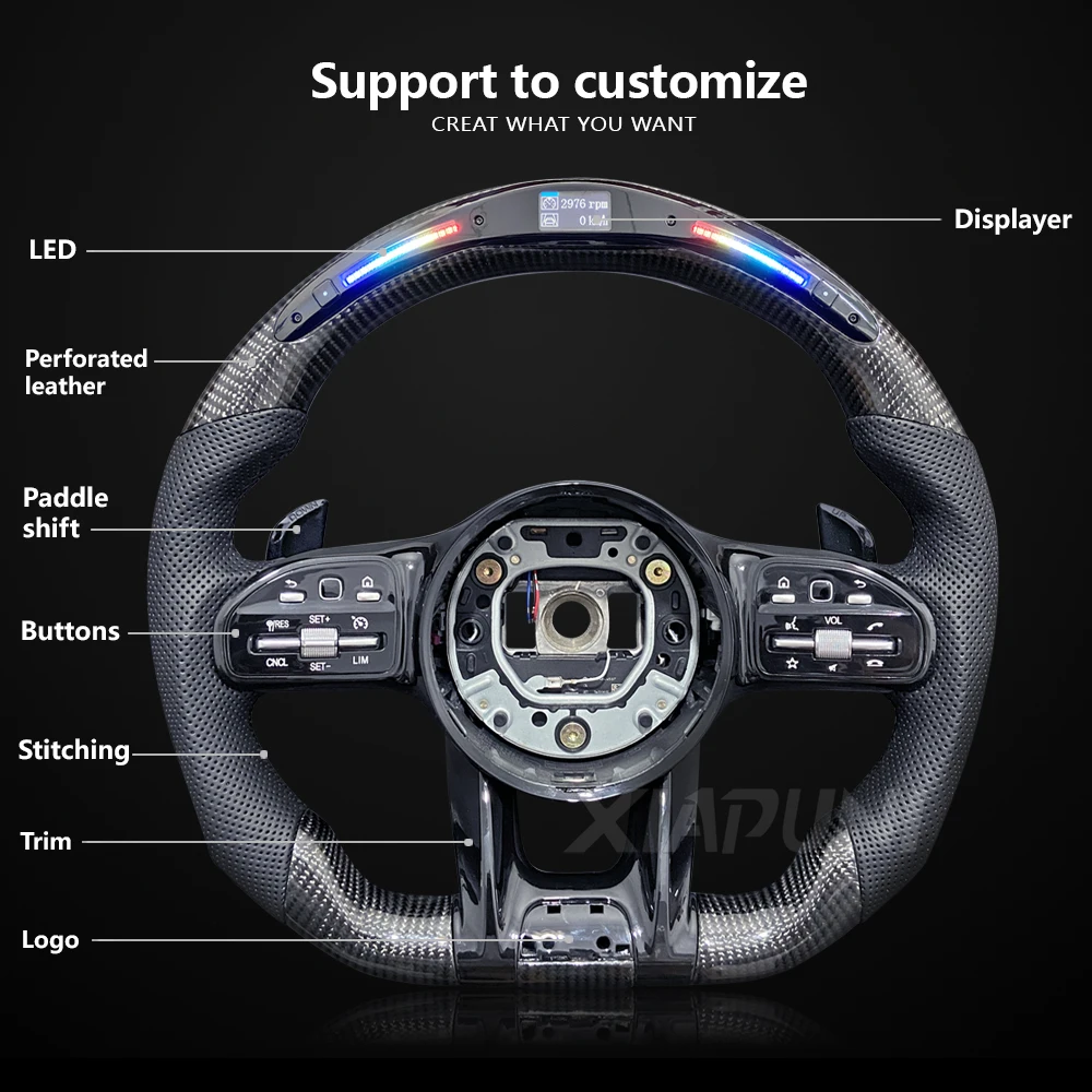 Fit For Benz Mercedes AMG LED Steering Wheel C63 W212 W205 W204 W213 ...