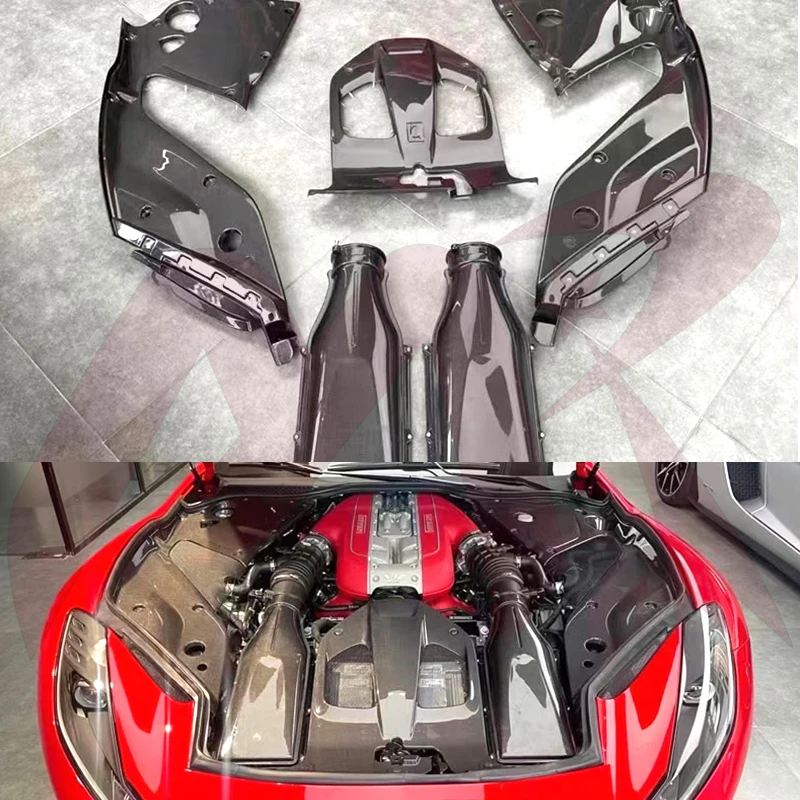 812-Dry-Carbon-Fiber-Engine-Bay-Cover-Dust-Guard-Air-Intake-For-Ferrari ...