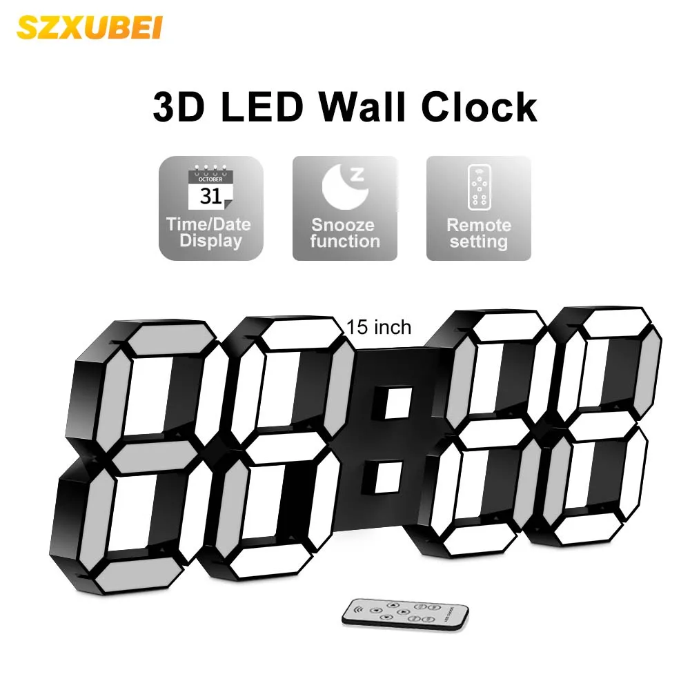 Deeyaple-LED-Wall-Clock-Watch-Clock-3D-LED-Digital-Modern-Design-Table ...