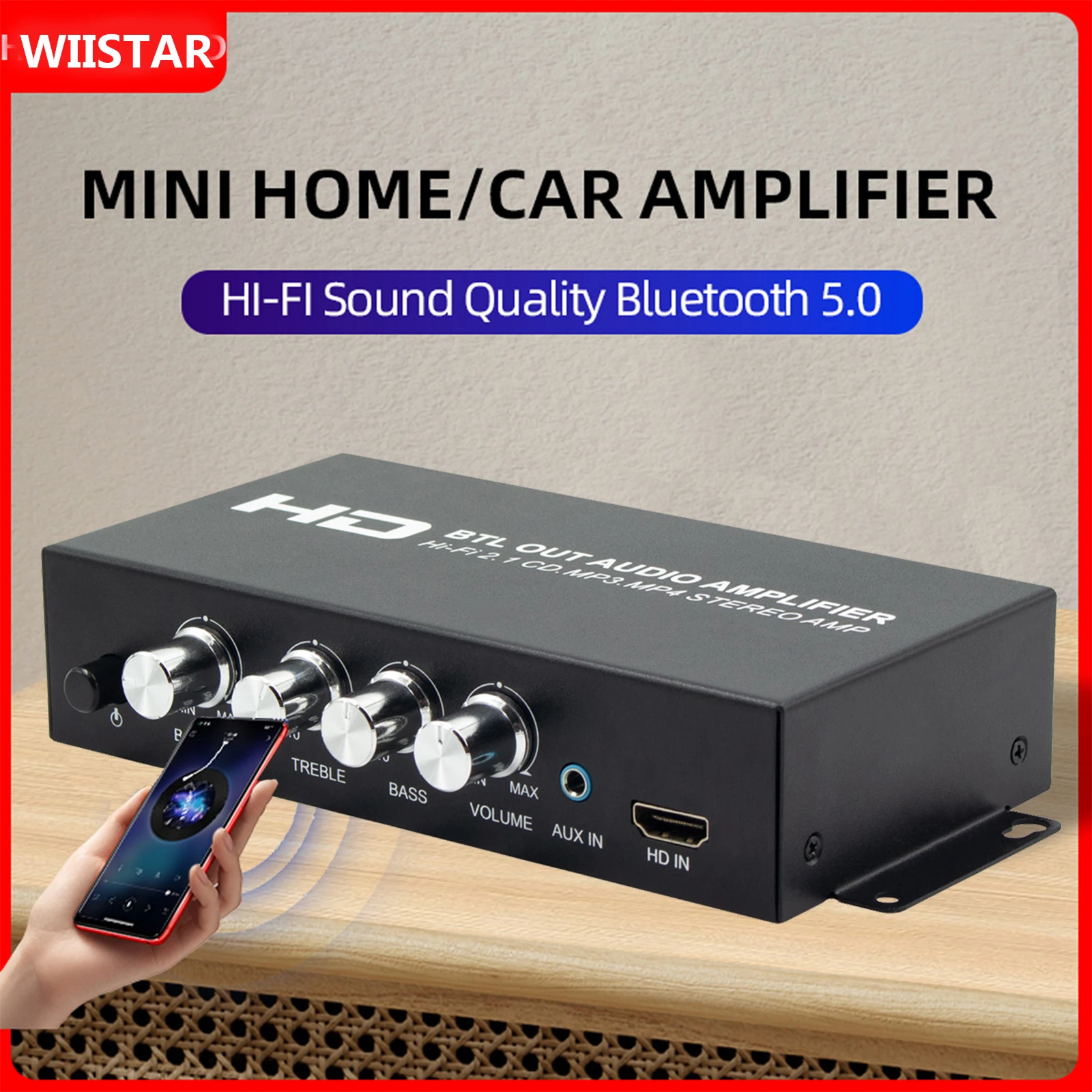 ST-838 HiFi 2.1 Channel Power Amplifier Bluetooth-compatible 5.0, 20Wx2 ...