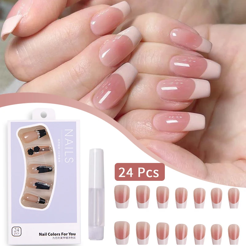 24pcs-box-Fake-Nails-Short-Detachable-Finished-Fingernails-Ballet ...