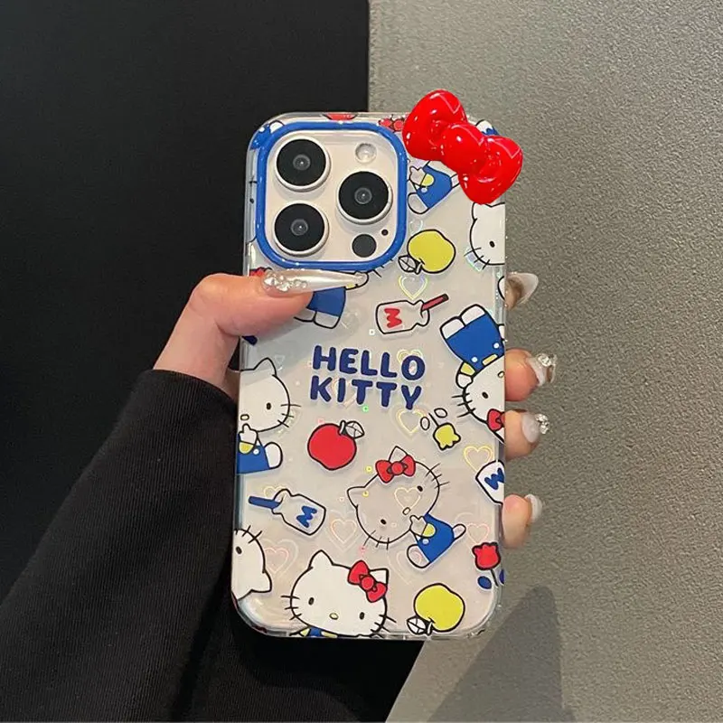 Sanrio-Hello-Kitty-Bow-Mirror-Blue-KT-Milk-Phone-Case-For-iPhone-15-14 ...