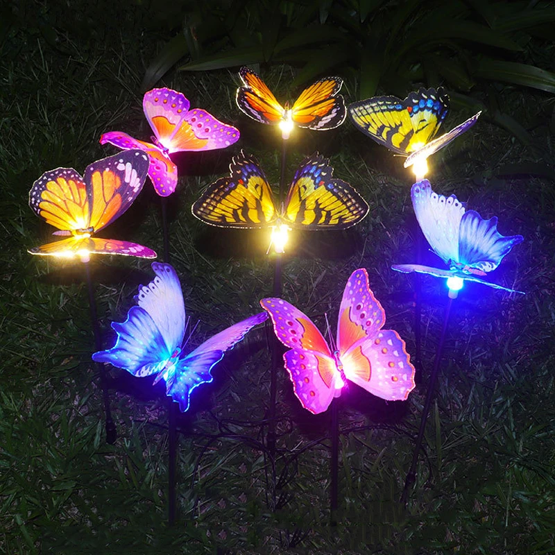 Solar Garden Lights Multi-Color Changing Bird Butterfly Dragonfly Solar ...