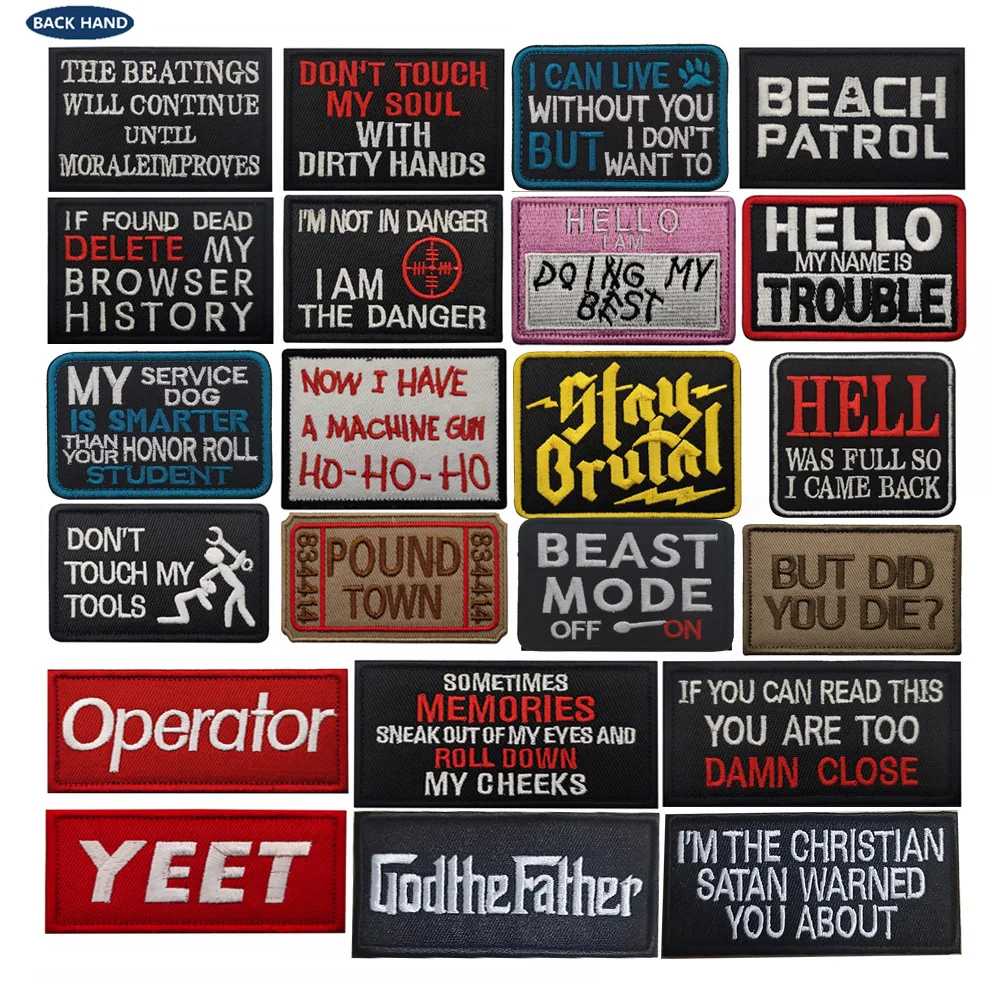 Parches-de-Velcro-bordados-con-frases-en-ingl-s-geniales-pegatinas-de ...