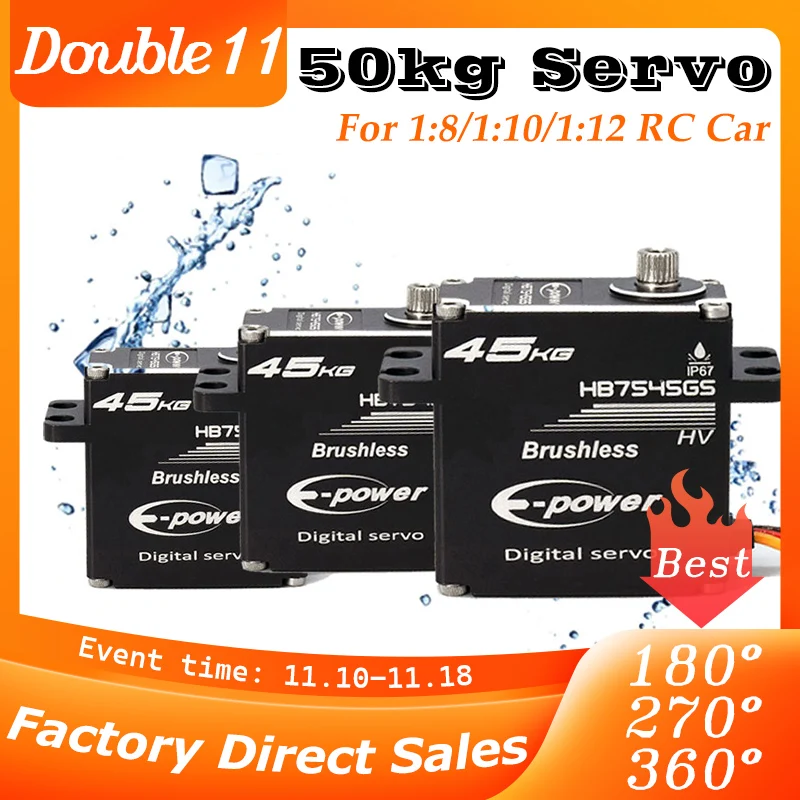 E-Power-45KG-270-180-Aluminium-Case-Waterproof-Brushless-Servo-Digital-Metal-Gear-HV-Coreless ...
