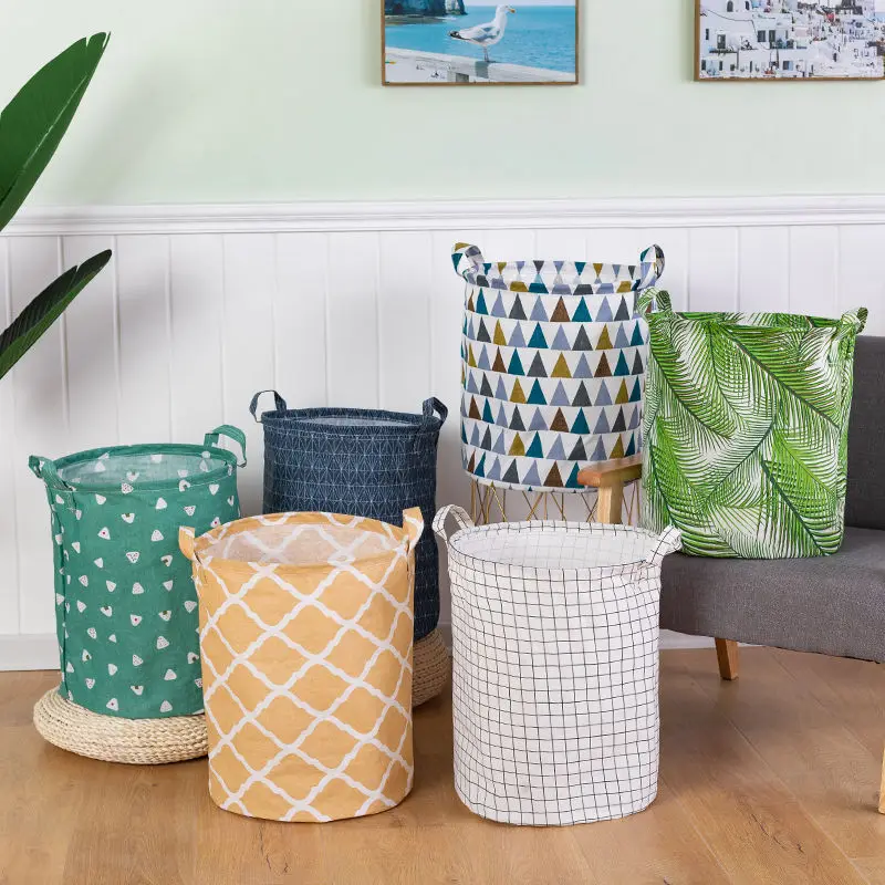Foldable-laundry-basket-storage-bucket-cotton-and-linen-fabric ...