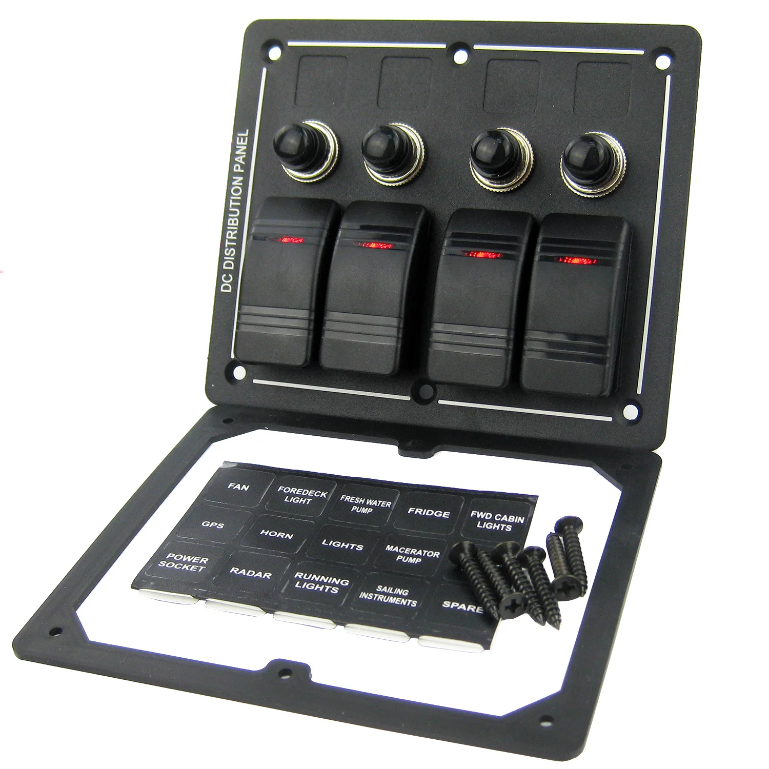 4 Gang Rocker Switch Panel Aluminium LED Waterproof Marine Boat Switch ...