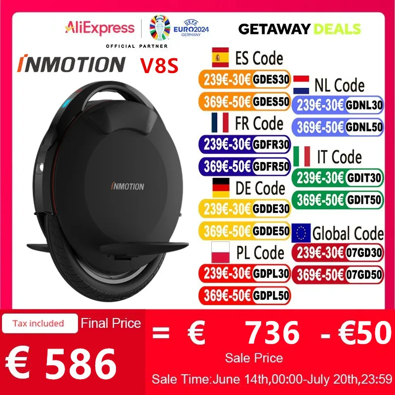 Pre-sell-Original-INMOTION-V8S-Electric-Unicycle-1000W-Motor-35KM-H ...