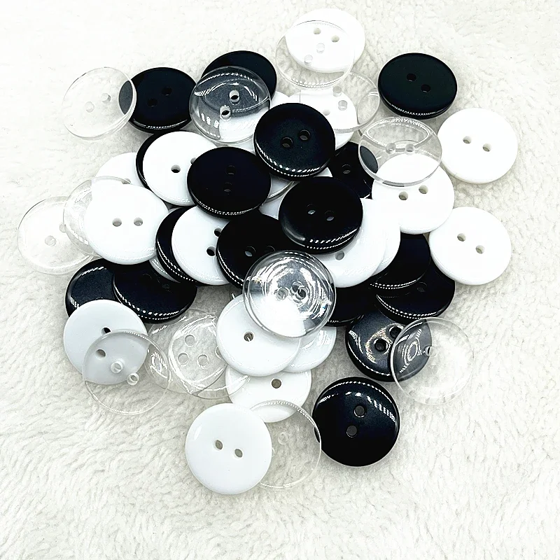 9mm---34mm Two Holes Transparent White Small Buttons Bread Round Resin ...
