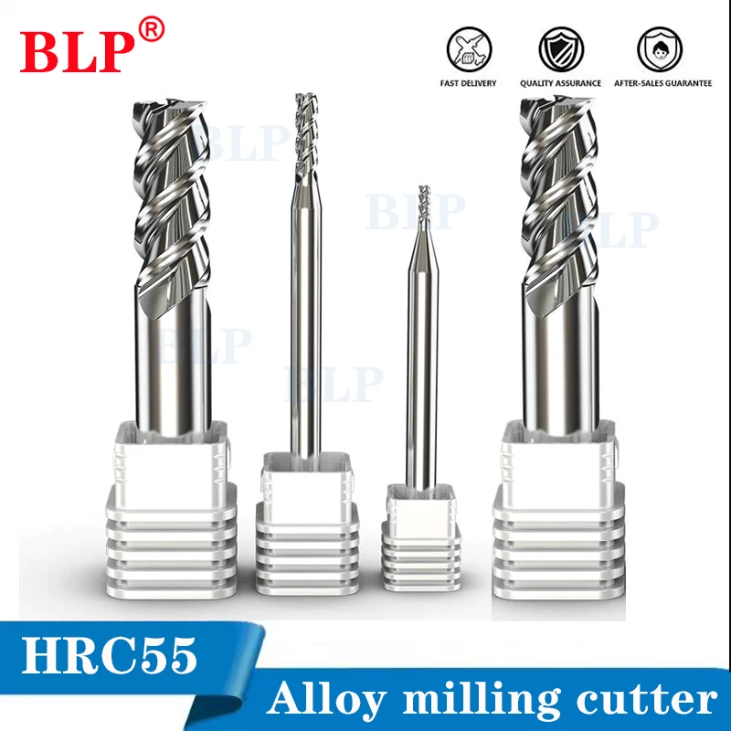 HRC55 high gloss aluminum milling cutter tungsten steel 3Flute copper ...