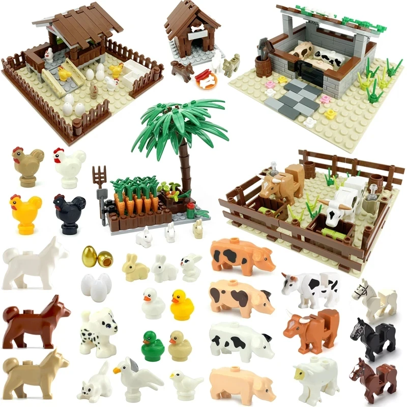 MOC-Farm-Animal-Building-Blocks-Pasture-Bricks-Kits-Galinheiro-Pig ...