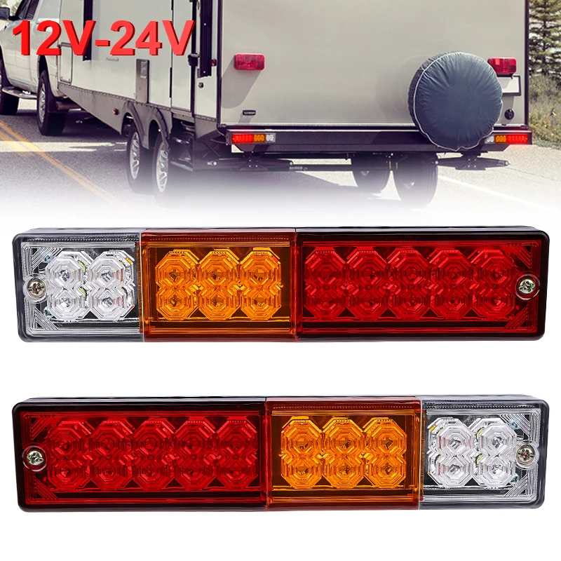 20 LED Truck Universal Tail Lights 12V 24V Trailer Rear Reverse Brake ...