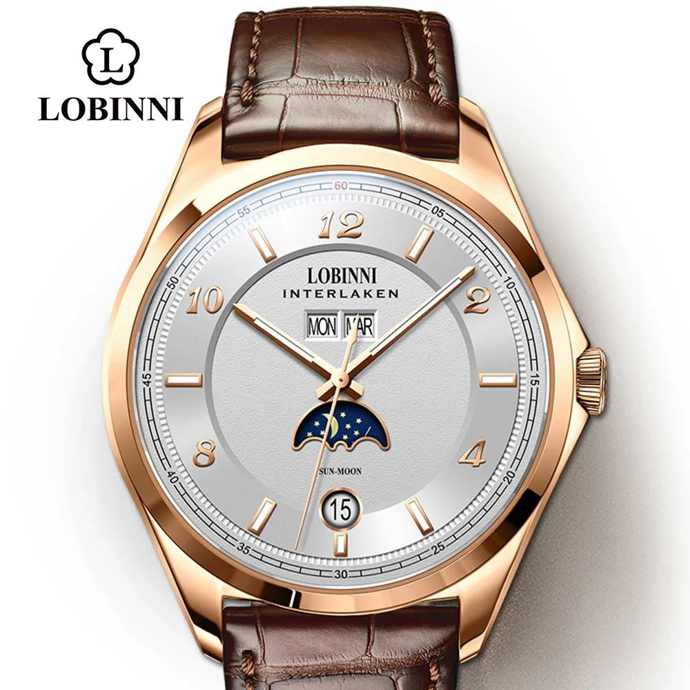 Lobinni Switzerland Luxury Brand men watch clock top seagull male ...