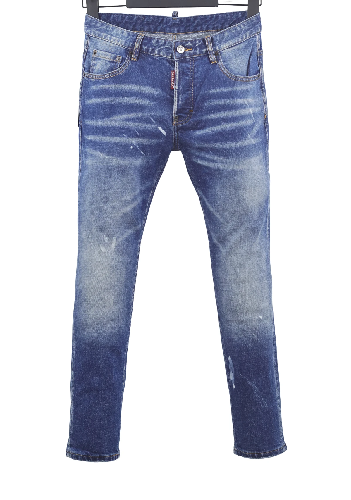 6020 Four Seasons New D2 Jeans Men's Washed Ripped Patch Paint Slim Fit ...