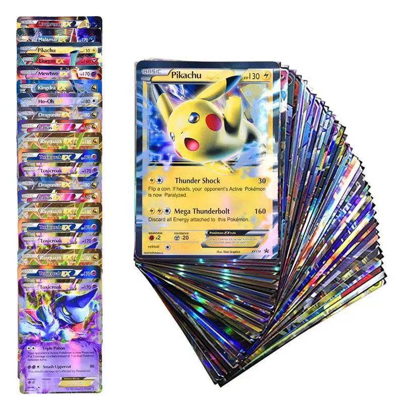 200pcs Pokemon Cards All Shining Cards PTCG English Cards EX Gmax Mega ...