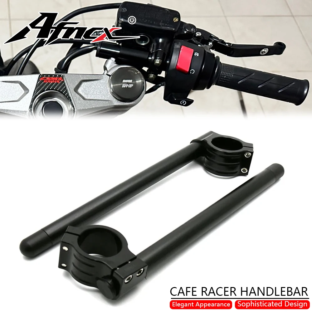 Motorcycle Cafe Racer Handlebars 50mm Fork Tube Clip Handle Bar For ...