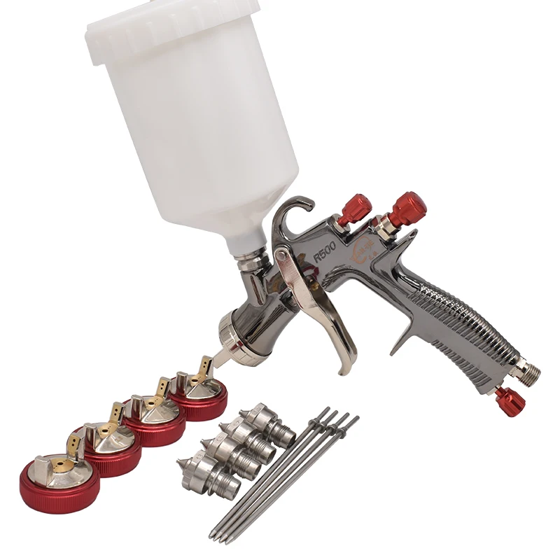 R500 LVLP Air Spray Gun 1.3mm 1.5mm 1.7mm 2.0mm Nozzle Gravity Feed ...