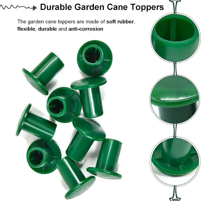 10Pcs Cane Caps, Green Rubber Safety Garden Cane Toppers, Protective ...