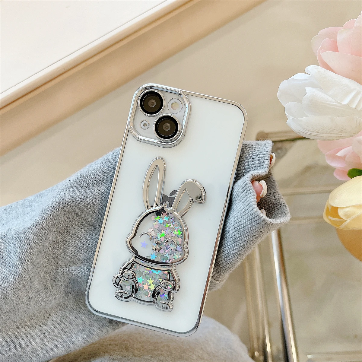 Electroplated-Flowing-Sand-Rabbit-Phone-Case-Suitable-for-iPhone-12-13 ...