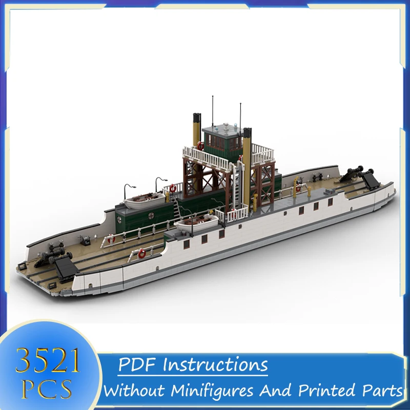 Creative-MOC-Bigger-Railroad-Ferry-Ship-Model-Building-Block-Transport ...