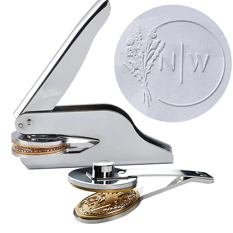 Sello en relieve personalizado para boda, papel personalizado, sello en relieve para oficina o ...