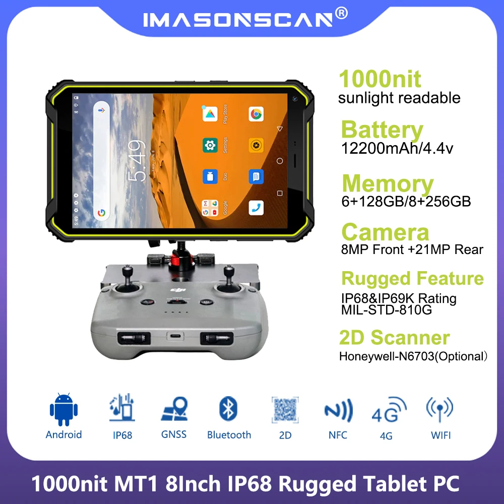 1000Nits Drone Rugged Tablet for DJI UAV Control Sunlight Readable 8 ...