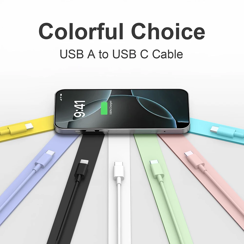 USB A to Type C Multi Color Cable Fast Charging Data Cable For Huawei ...