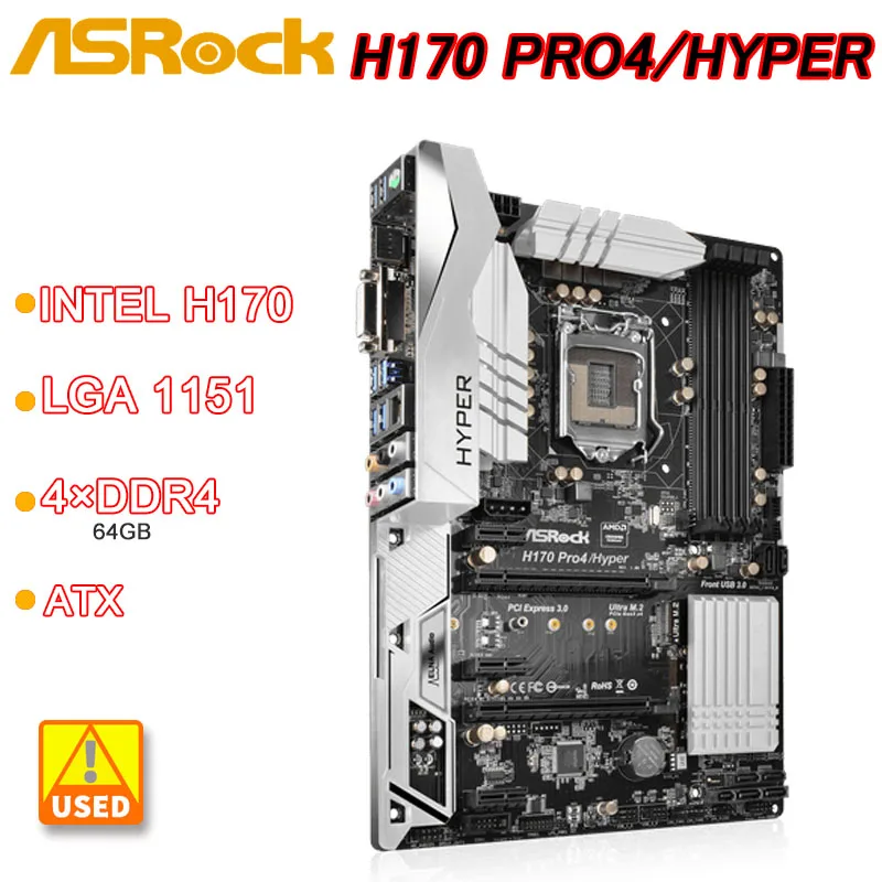 1151 Motherboard ASRock H170 Pro4/Hyper Intel H170 H170M 4 x DDR4 6 x ...