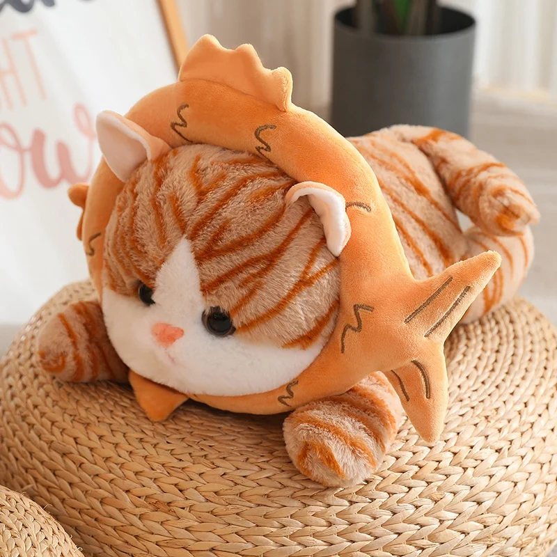 Like-Real-Cat-Doll-Lying-Plush-Animal-Toy-Orange-Grey-Cat-With-Fish ...
