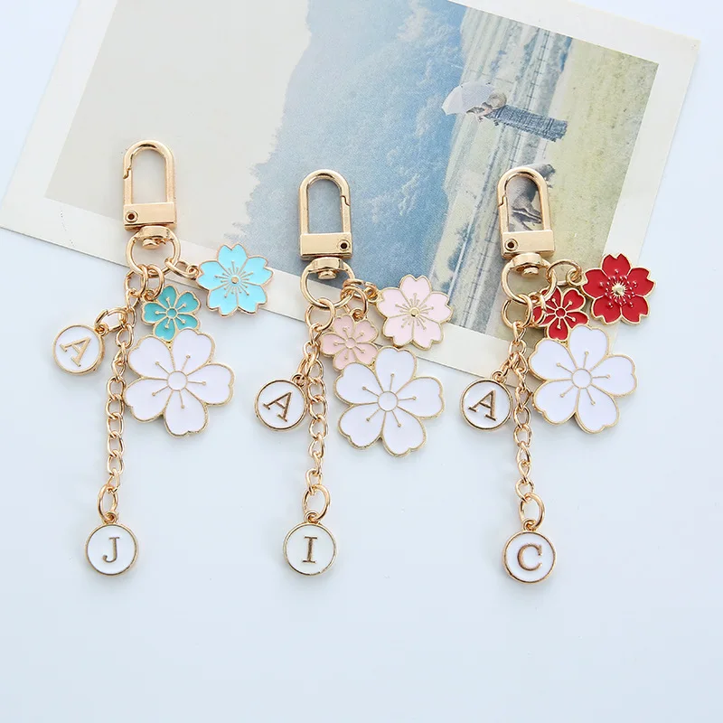 Korean-Cherry-Blossom-Letter-Keychain-Sweet-Flower-Keyring-Earphone ...