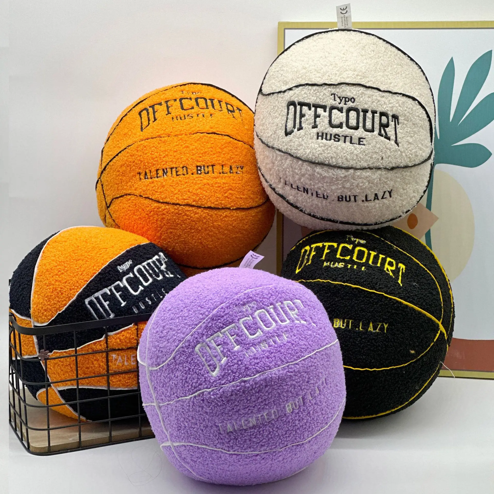 1-5PC-Offcourt-Basketball-Plush-Pillow-Toy-Cute-Black-Purple-Basketball ...