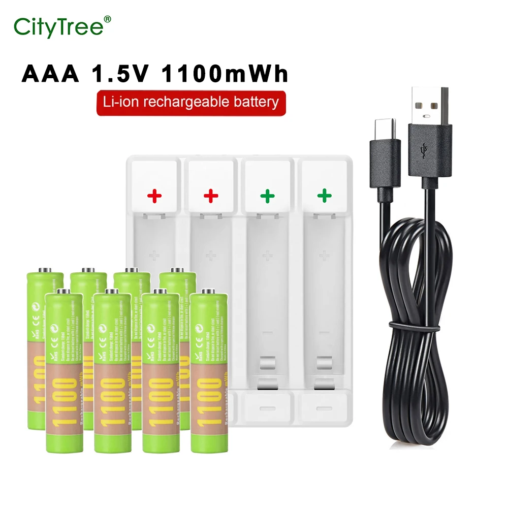 1.5V AAA Li-ion Rechargeable Battery 1100mWh 3A AAA lithium Batteries ...
