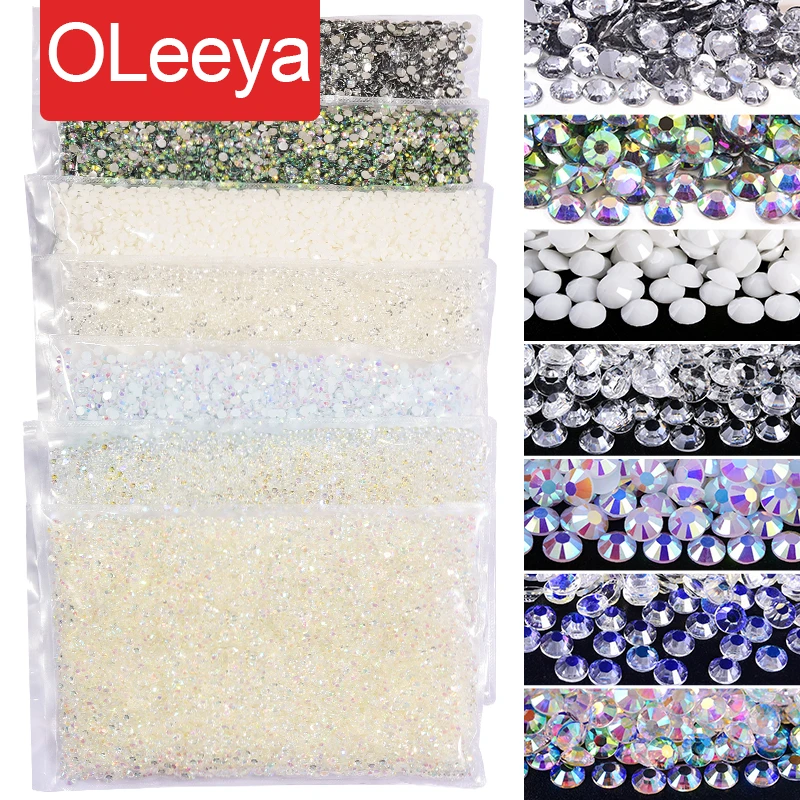 Oleeya Wholesale Resin Flatback Stone Glitter Crystals AB Cтразы in ...