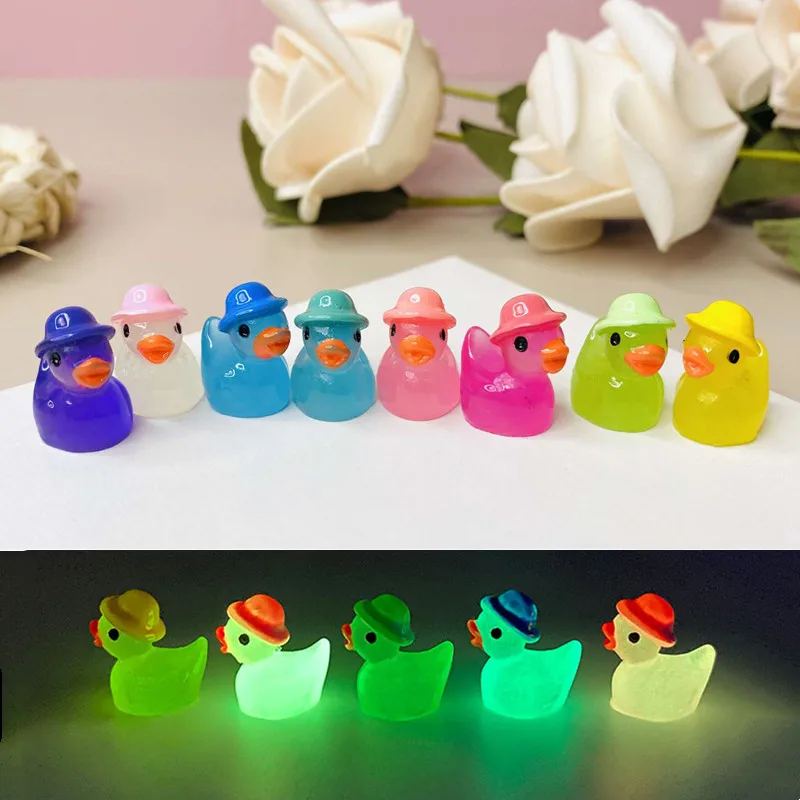 50-100PCS-Luminous-Mini-Ducks-Miniature-Duck-with-Hats-Fluorescence ...