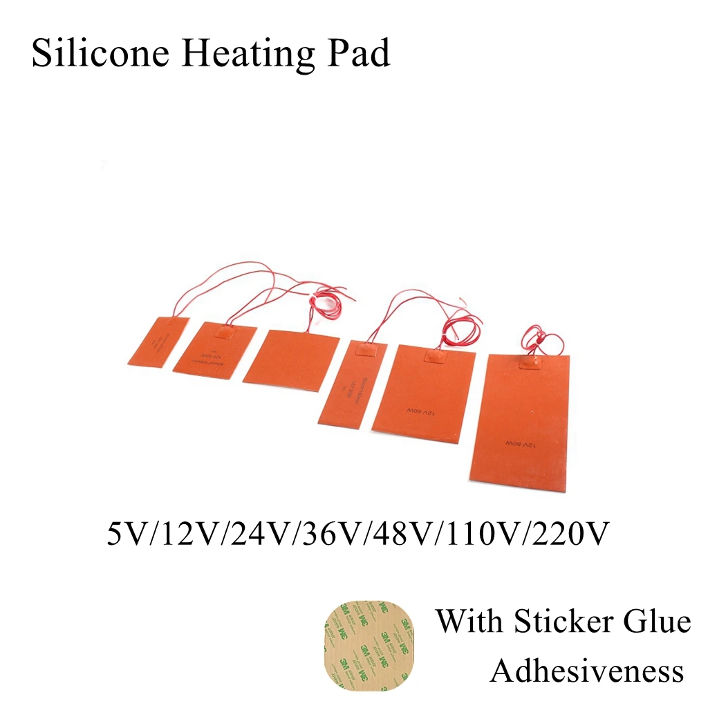 5V-12V-24V-110V-220V-Silicone-Rubber-Heating-Pad-Square-Flat-Heater ...