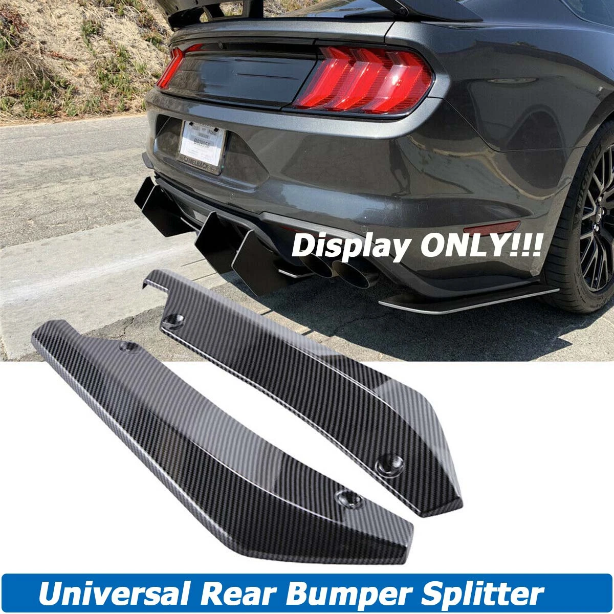2pcs Rear Bumper Diffuser Splitter Cover Side Canards Lips Trim Sticker ...