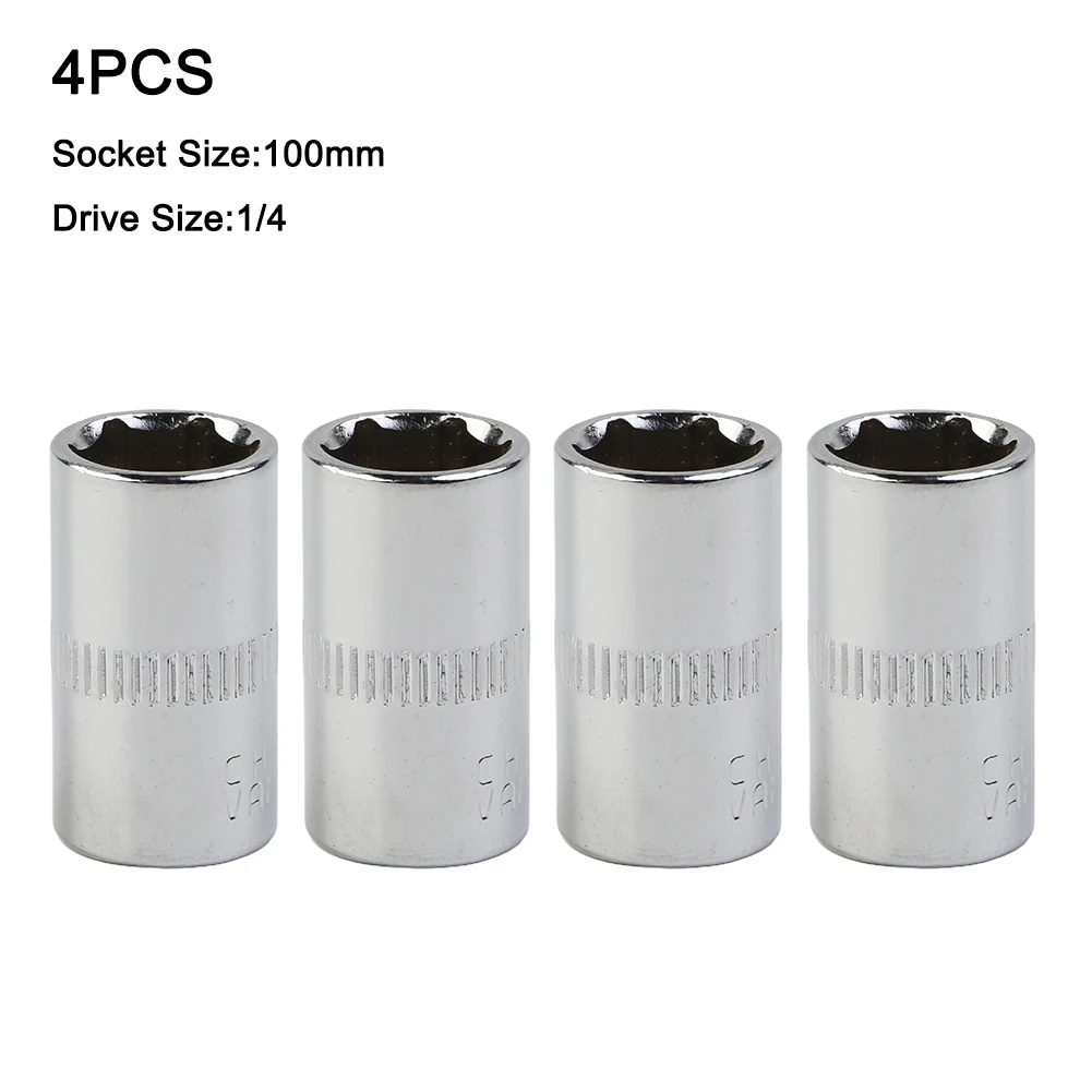 4pcs-Socket-Chrome-Vanadium-Steel-1-4-Inch-Drive-6-Point-10mm-Socket-6 ...
