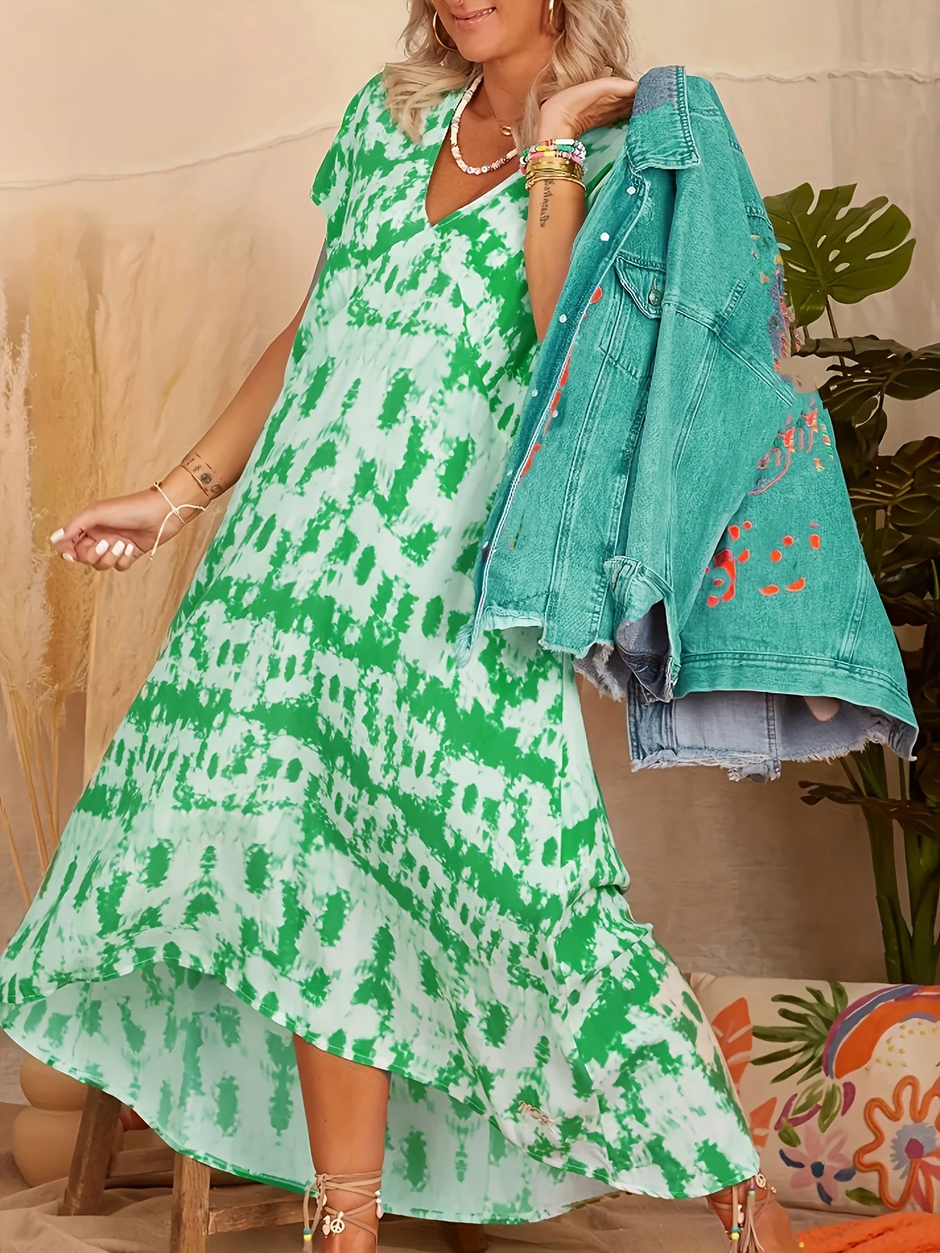 Women's Oversized Woven Dress Casual Bohemian Maxi Summer A-Line Long ...