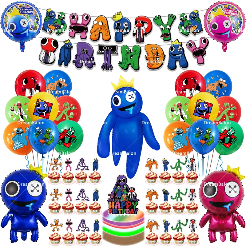 Rainbow Friends Happy Birthday Party Decoration Banner Cake Toppers ...