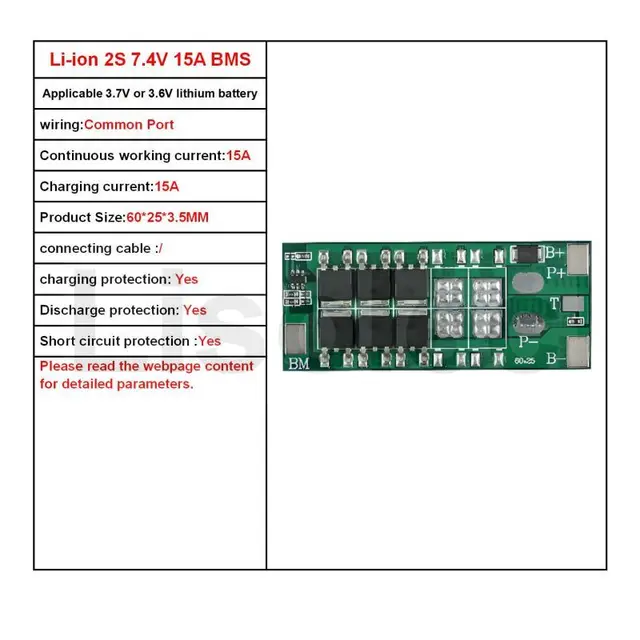BMS 2S 20A 25A 15A 6.4V Lifepo4 32650 32700 Charge Discharge Plates 7 ...