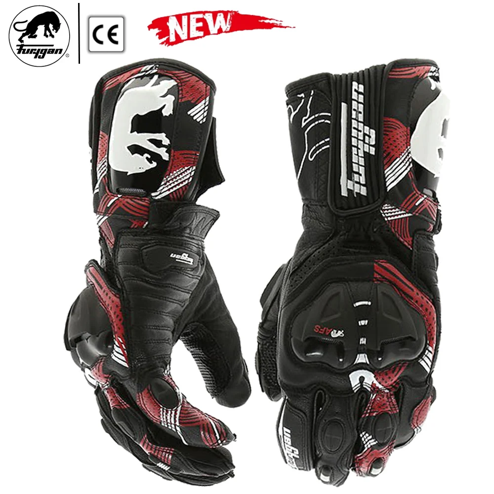 Classic Long Motorcycle Leather Gloves Furygan Genuine Leather Full ...