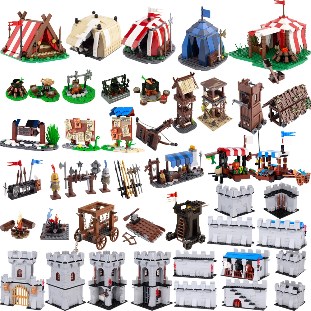 Medieval-Viking-Tent-Building-Blocks-City-Wall-Army-Castle-Knight ...