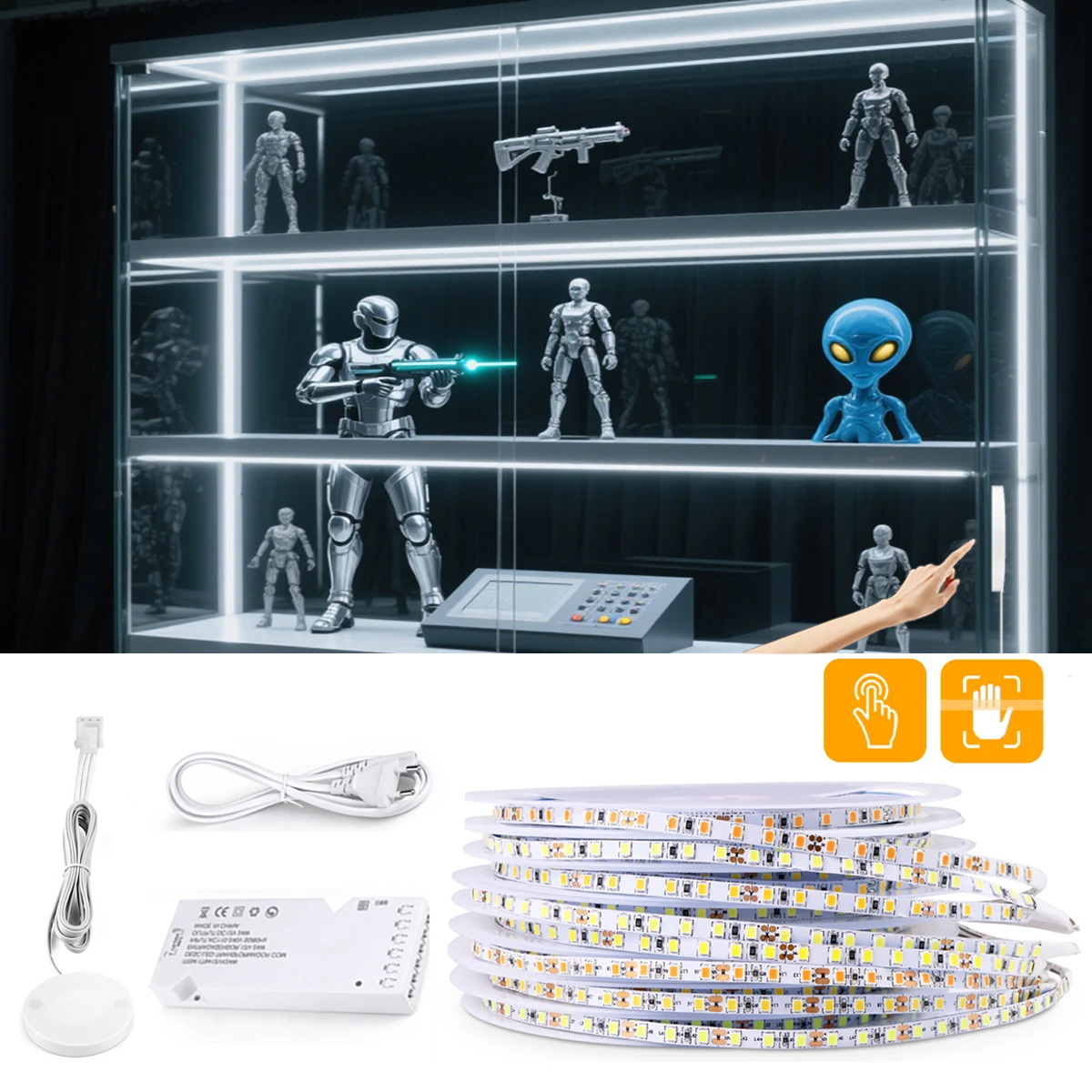 2/4/6/10pcs LED Strip Lights 12V 120LEDs/M, Touch Dimmer Hidden Switch ...