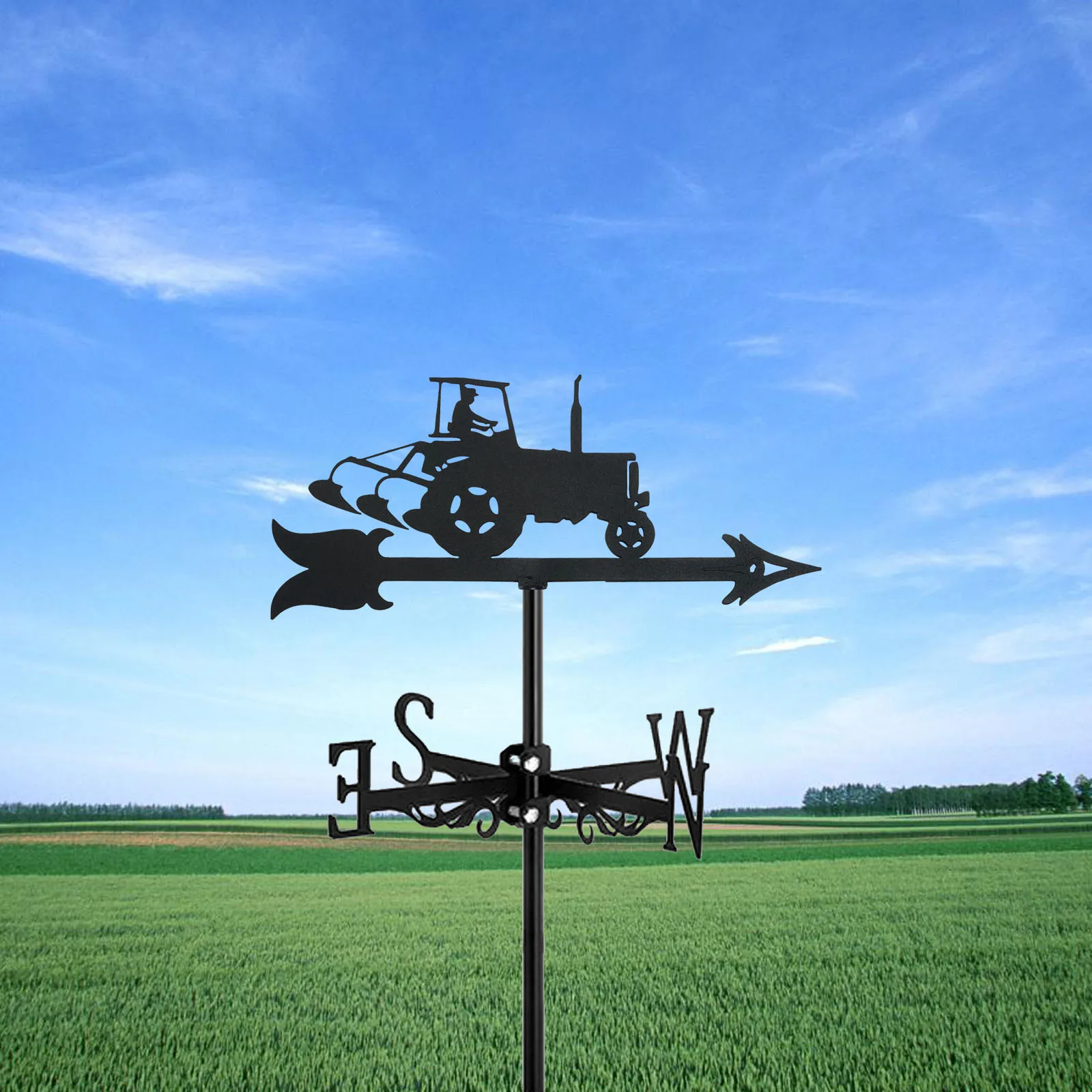 Farm-Tractor-Weathervane-Silhouette-Art-Black-Metal-Wind-Vanes-Outdoors ...